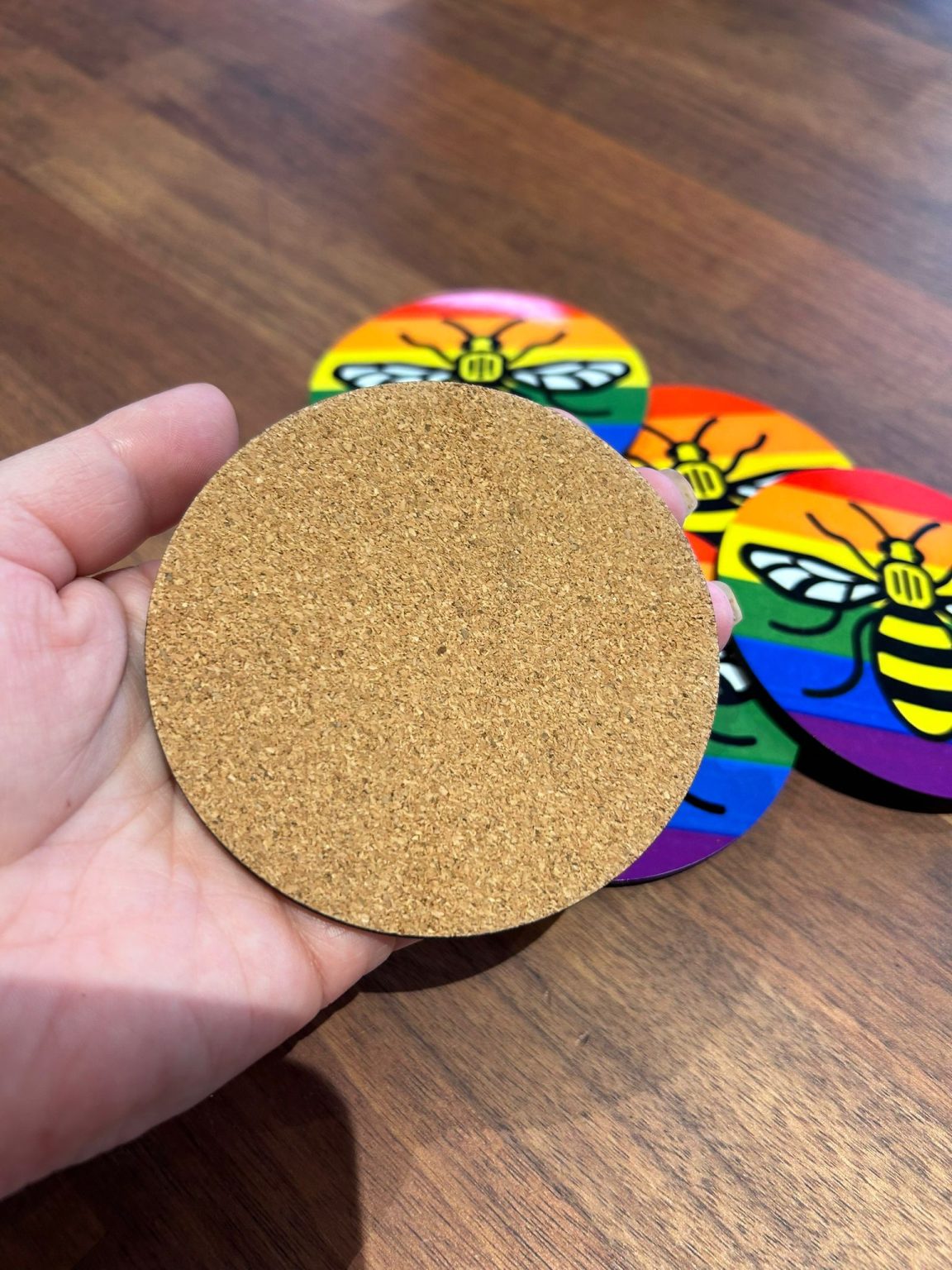 Pride Bee Coasters - Manchester Laser Cuts