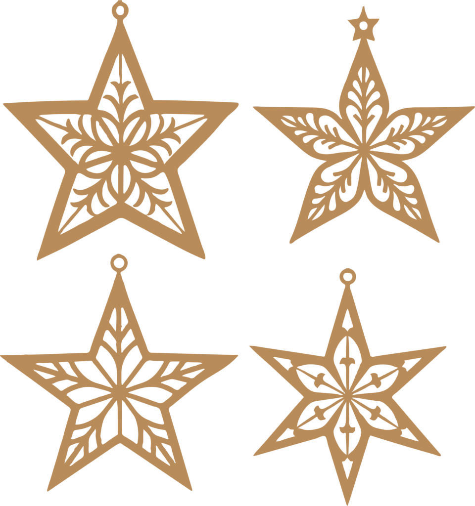 Set of 4 Stunning Star Baubles - Manchester Laser Cuts